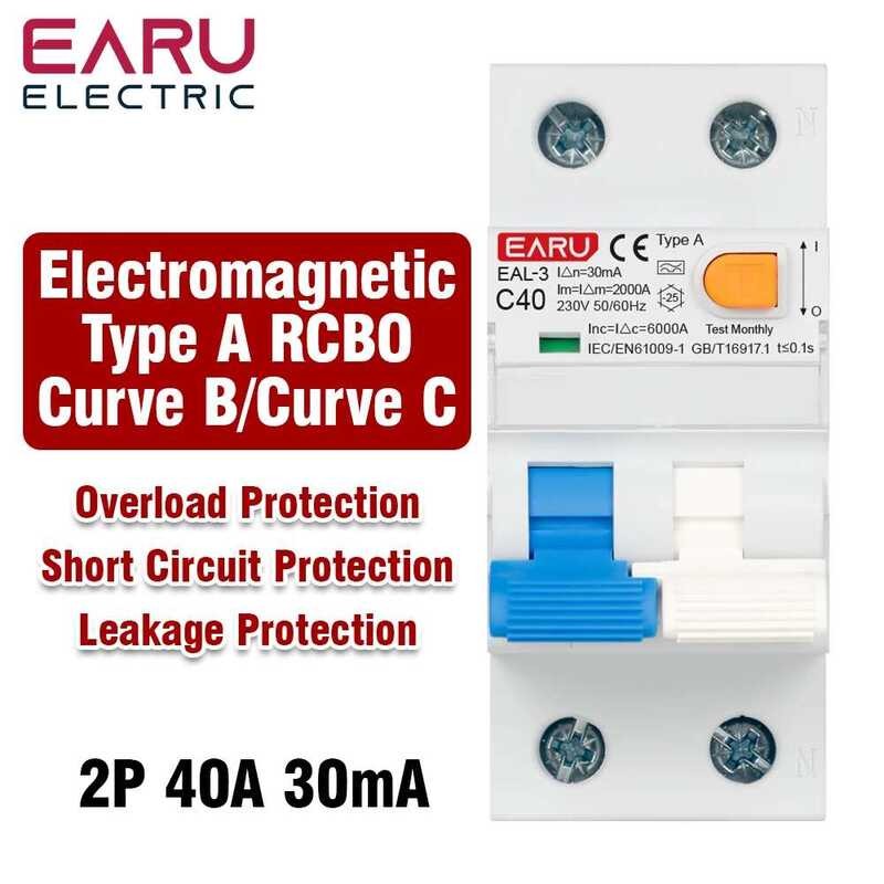 A A A 2P RCBO RCCB Type A Electromagnetic Residual Current Circuit ...