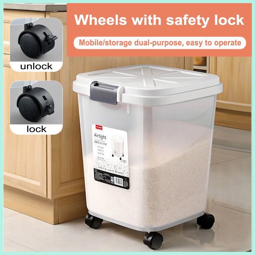 Rice dispenser 25 kg rice Storage airtight food Container Large ...