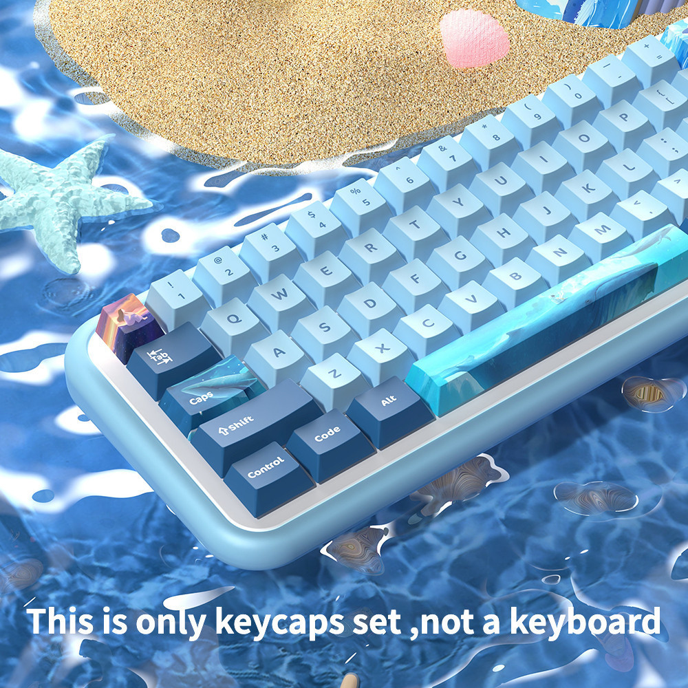 PBT Dye Sublimation Navy Blue Ocean Theme Keycaps Whale Drop Cherry ...