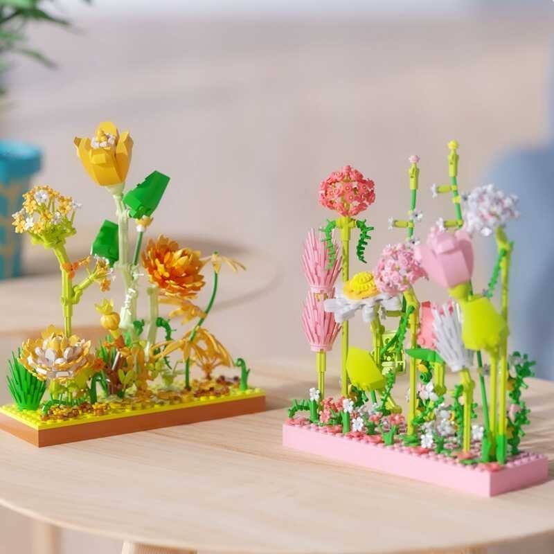 Building Ang Blocks Flower Photo Frame Rose Tulip Brick Simulation ...