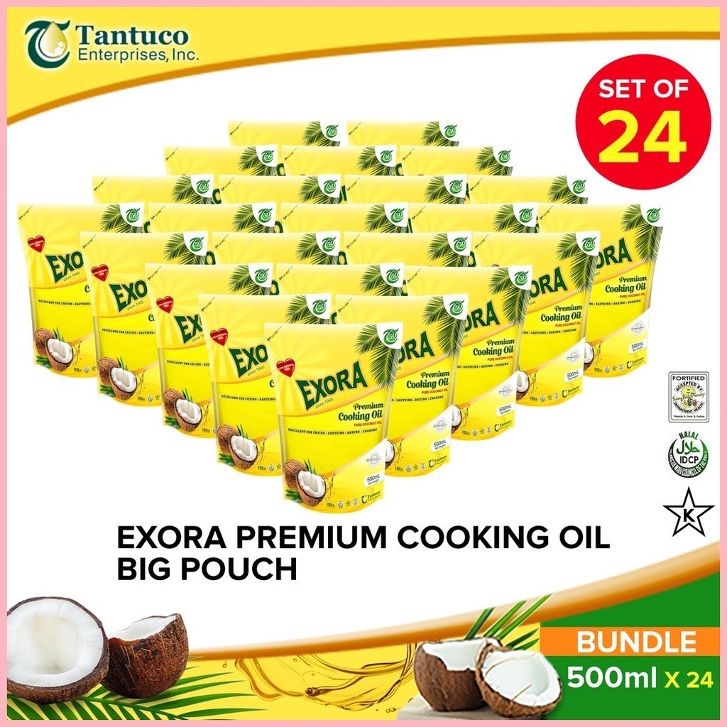 ☽ ๑ EXORA Premium Pure Coconut Cooking Oil 500ml Pouch x 24pcs 100% ...