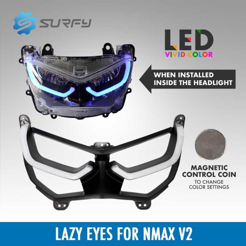 Mask Lazy Eyes Headlight Assembly Para Sa Nmax V2 RGB LED Vivid Color ...