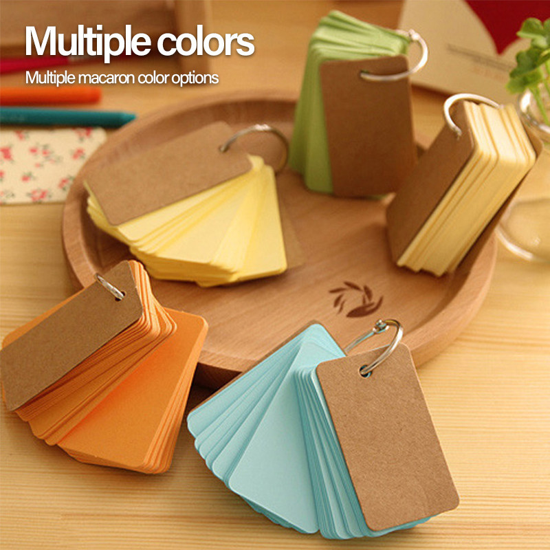 Iron Ring Handwritten Memo Hard Blank English Word Card Loose-leaf Memo ...