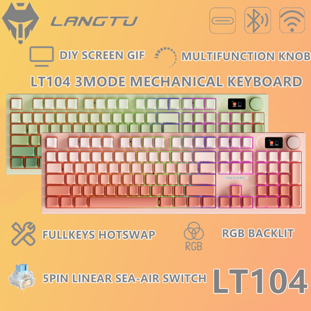 LANGTU LT104 Upgrade Side Lettering PBT Keycaps LT104 3Mode Wireless ...