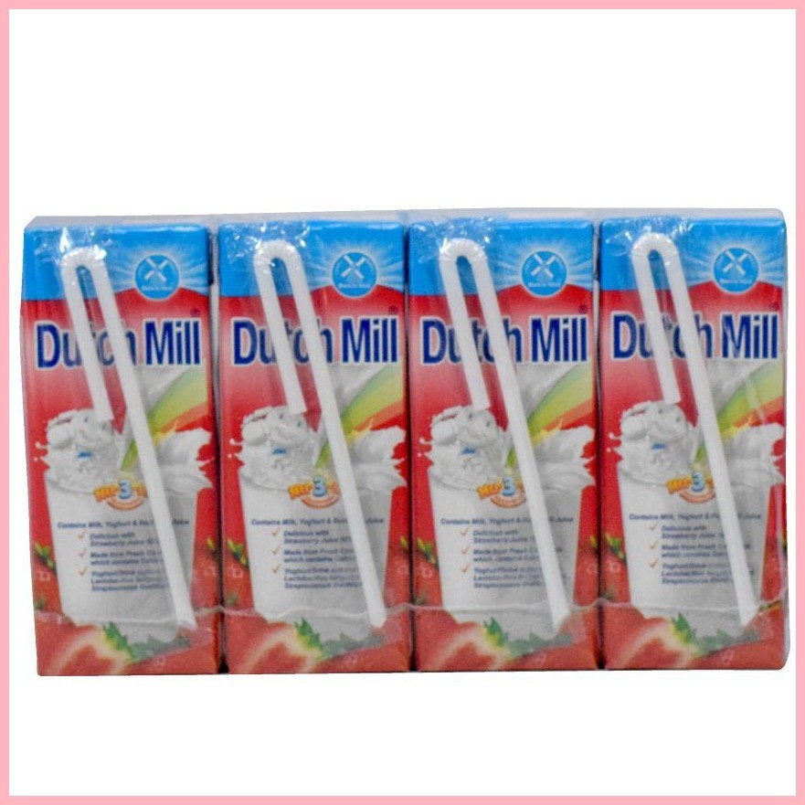 Dutch Mill UHT Yoghurt Drink Strawberry 180ml x 4 brick | Shopee ...