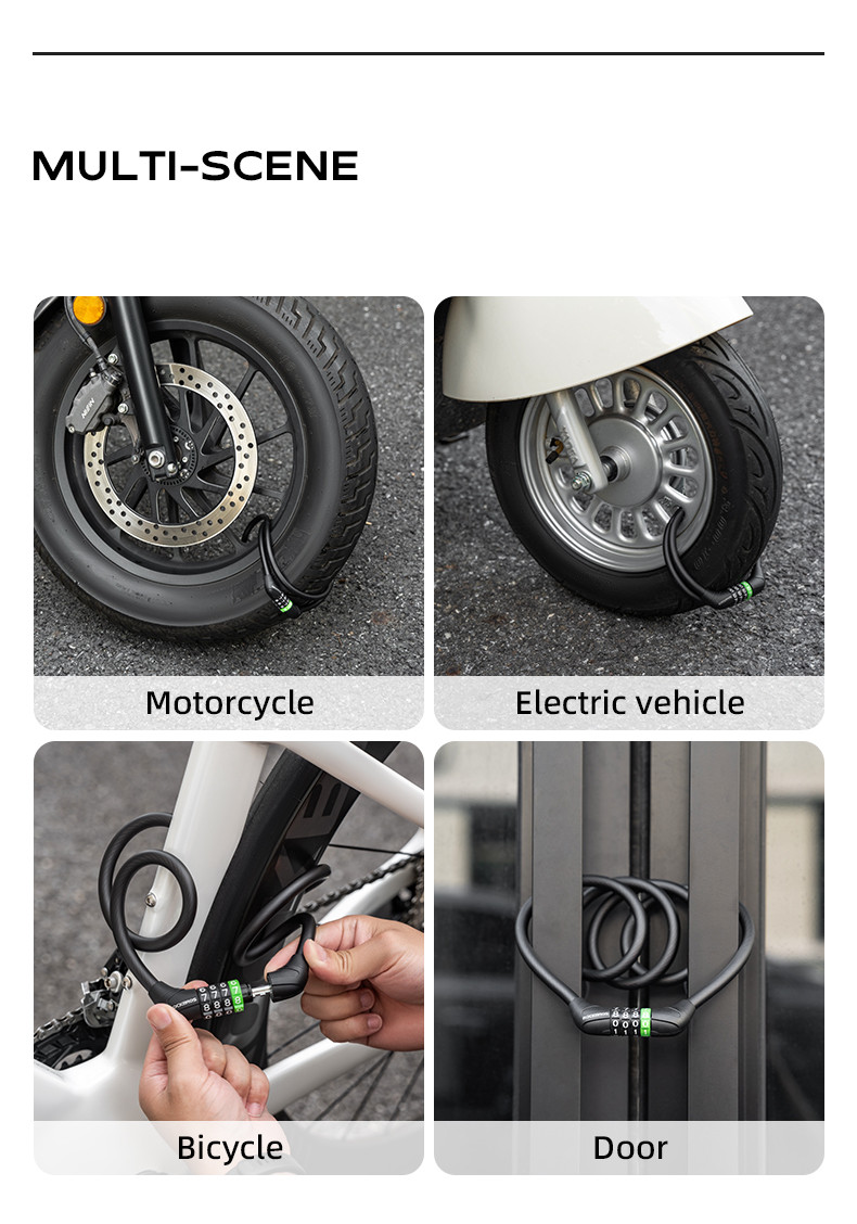 【PH Delivery】ROCKBROS Bike Steel Cable Password Lock Padlock ...