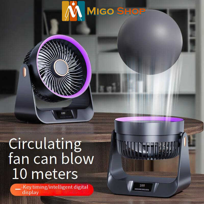 Rechargeable Portable 6 Inch Big Wind Circulating Wind Power Desk Fan ...
