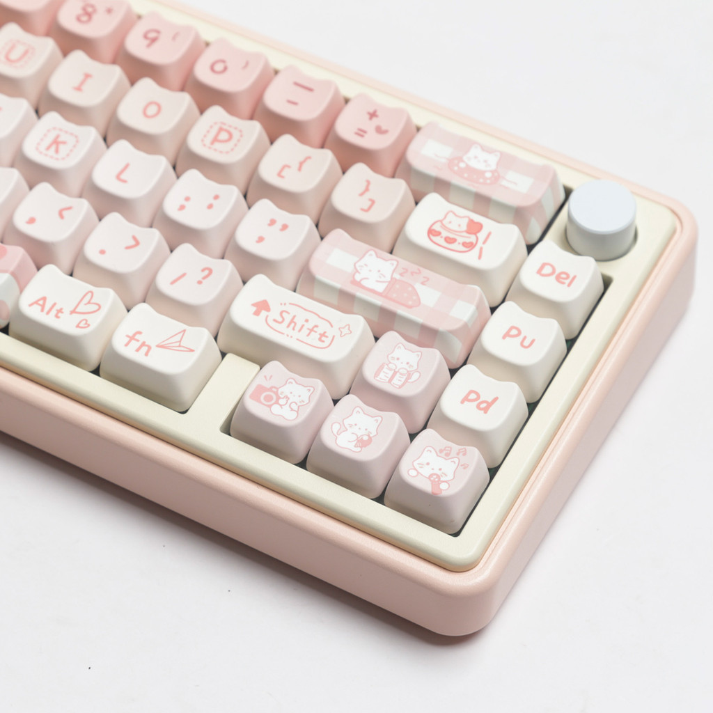 Lovely Pink Kitten Keycaps MAO Profile PBT Material 6.25u Stabilizer ...