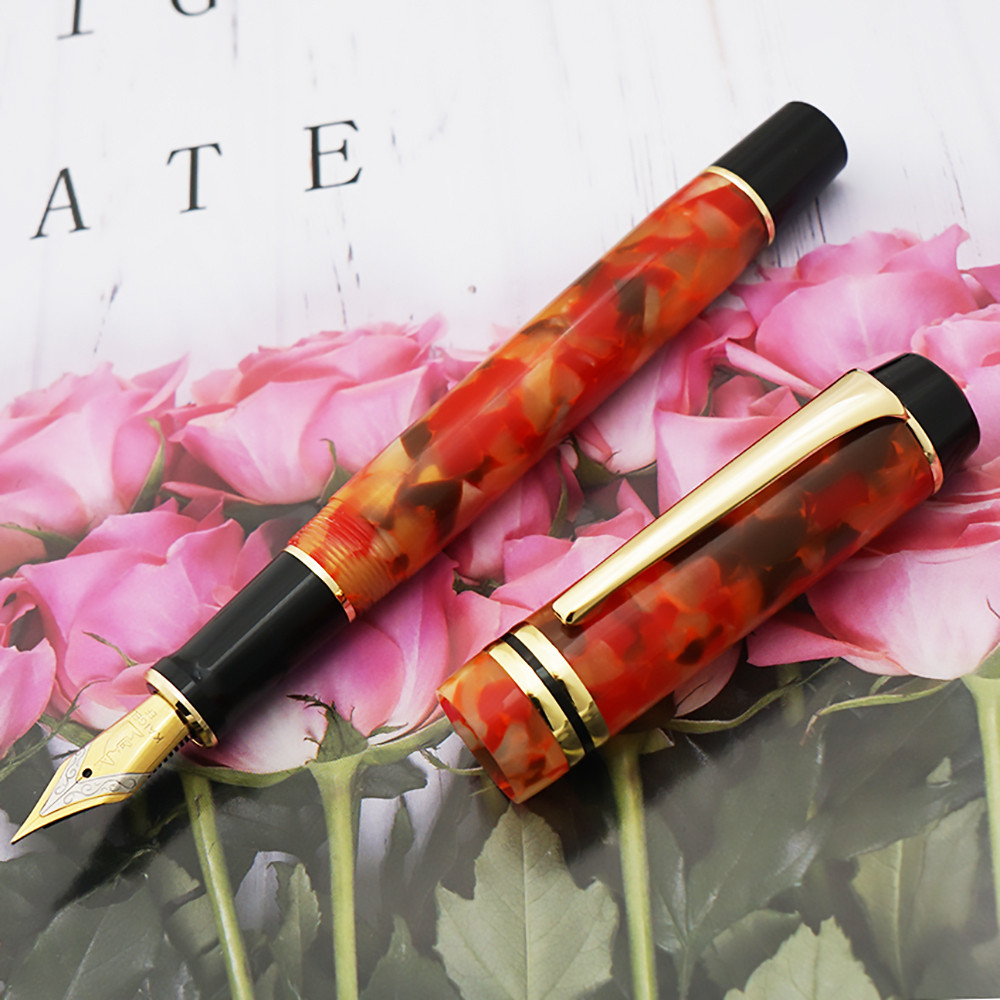 Kaigelu 316 Celluloid Fountain Pen, Beautiful Red Patterns Iridium EF/F ...