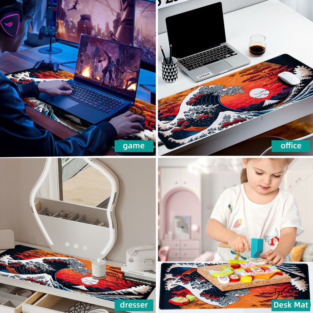 Zeus Large Mouse Pad Office Gaming Table Mat Non-Slip Base Washable ...