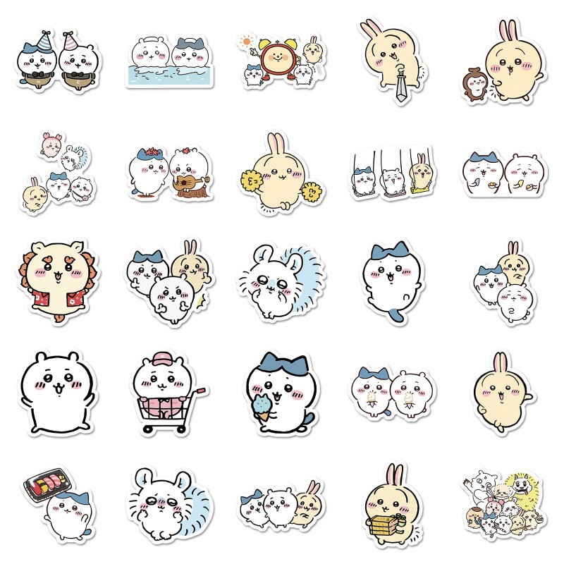 50pcs Chiikawa Cartoon Stickers Cute Emoticon Pack Usagi Hachiware ...