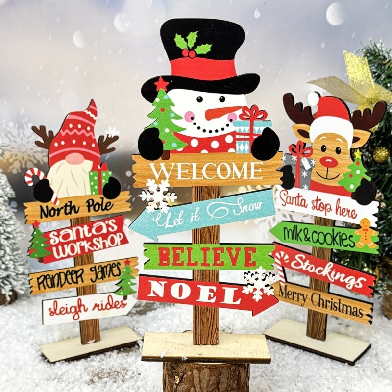 Creative Wooden Christmas Letters Ornament - Cartoon Santa Claus ...