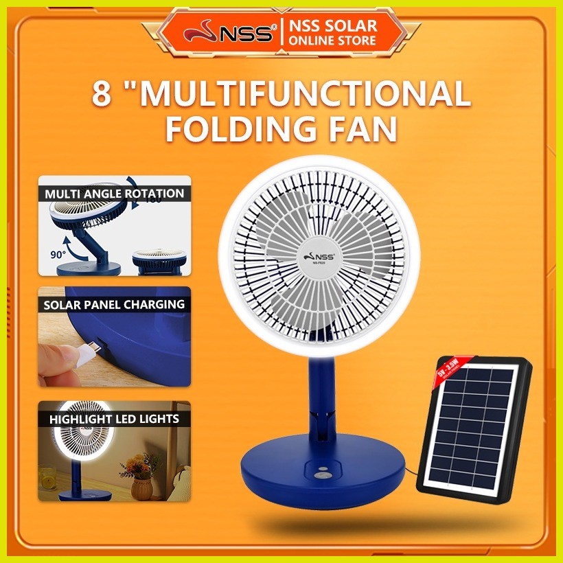 ۩ NSS solar electric fan foldable fan with led light three-speed ...