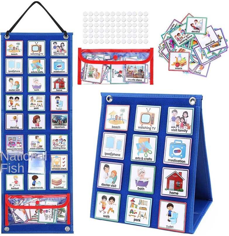 70 Cards Visual Daily Schedule For Kids With Autism Pocket Chart ...