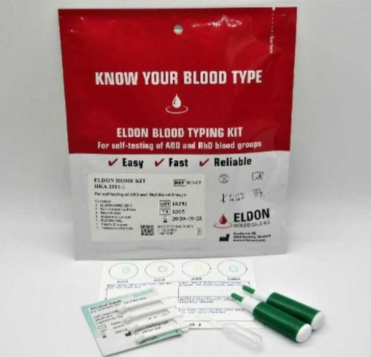 Eldoncard 504-18 Home Blood Type Typing Test Testing Kit With Safety ...