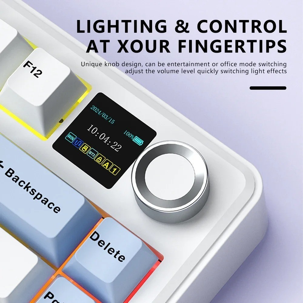 AULA F75 MAX Wireless 3 Mode Mechanical Keyboard with Display and Knob ...