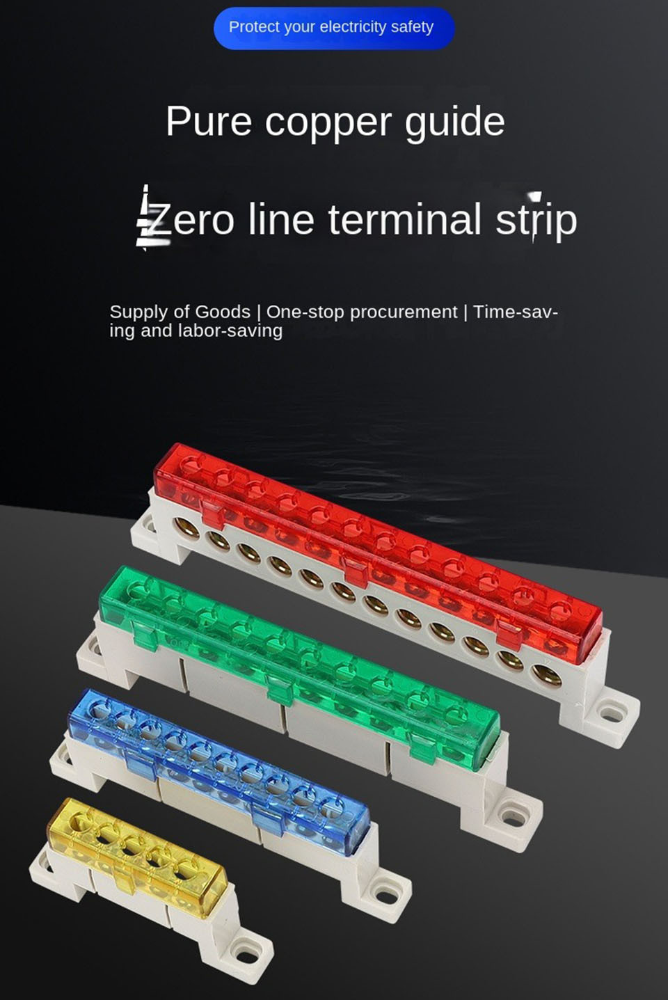 Neutral Terminal Block3/4/5/6/7/8/10/12/15Distribution Box Busbar ...