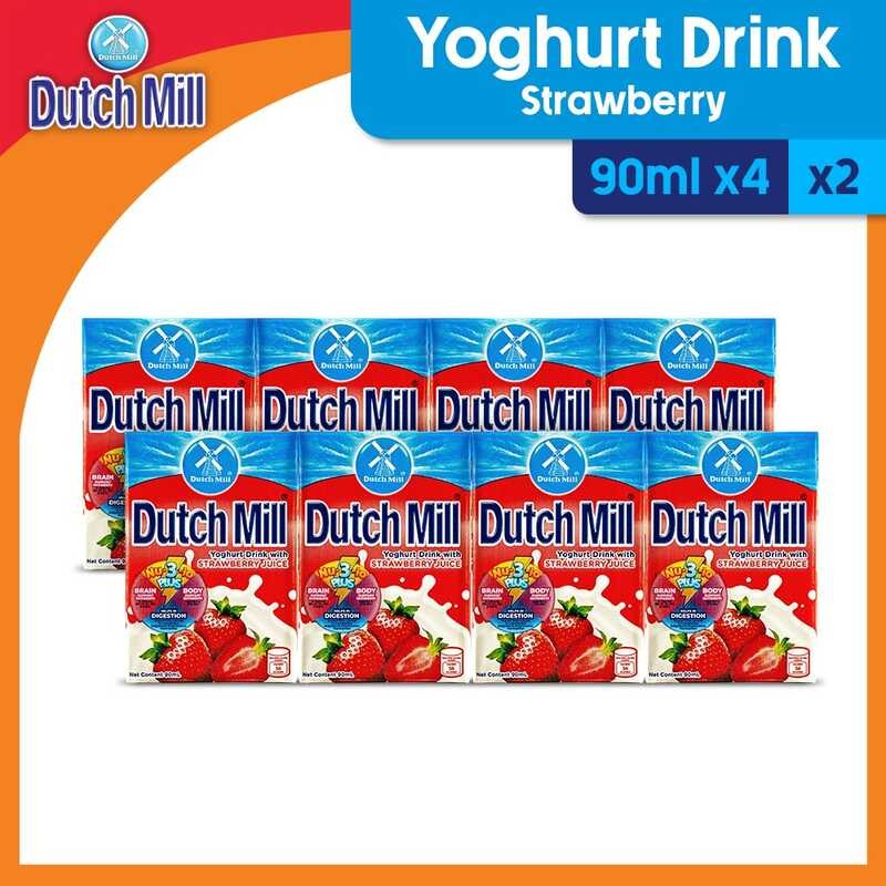 [Lazexclusive] Dutch Mill UHT Yoghurt Drink Strawberry 90Mlx 4 Brick X2 ...