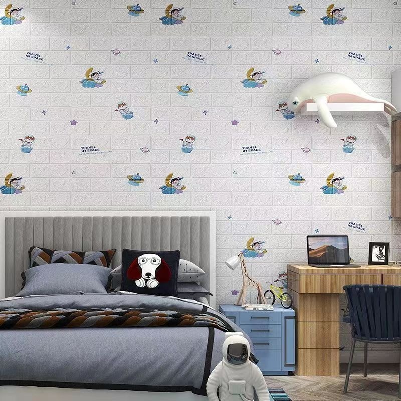 Adhesive Wallpaper Foam 3D Dinding Wallpaper Brick Stickers Wall ...