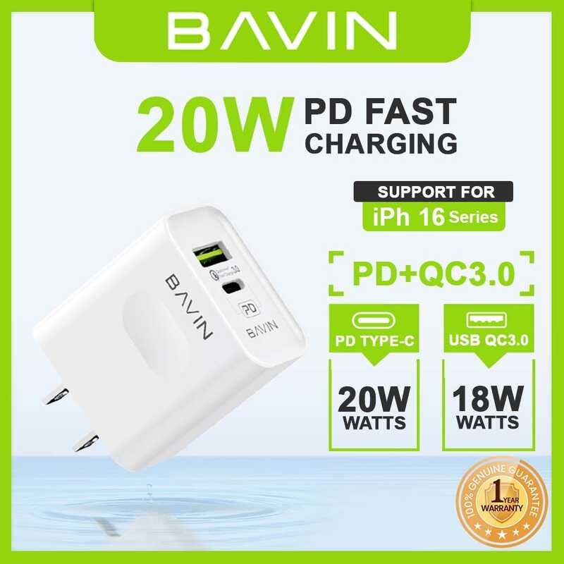BAVIN Pc836 20W PD + Qualcomm3.0 Fast Charging Charger Adaptor Dual ...