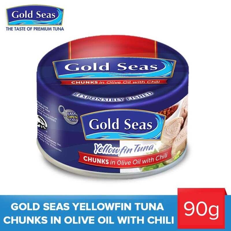 Gold Seas Yellowfin Tuna Chunks In Olive Oil W/ Chili 90G - Easy Open ...
