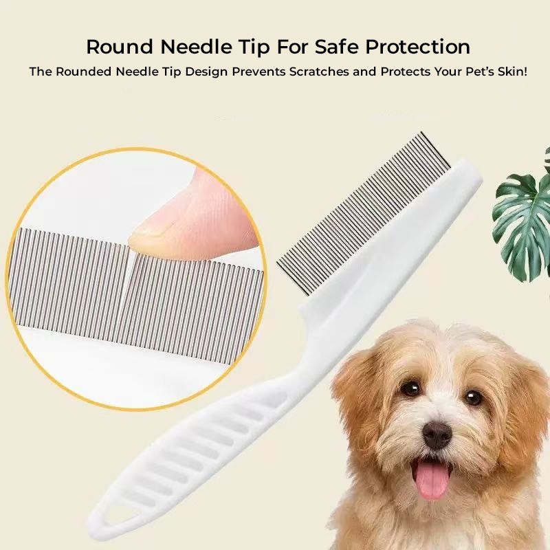 Stainless Steel Pet Grooming Comb - Dog Cat Flea Comb & Deshedder for ...