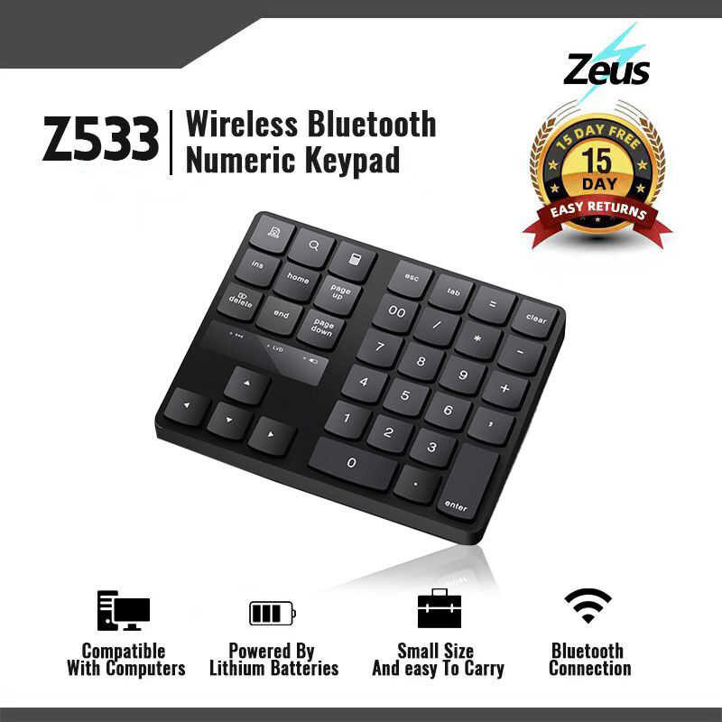 Zeus 2.4Ghz 35 Keys Mini Wireless Numeric Keypads Numpad For Laptop Pc ...