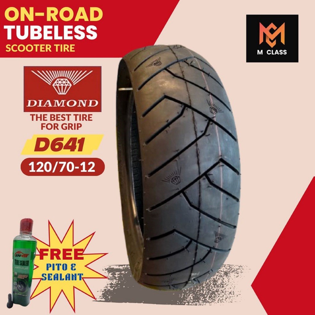 R12 D641 ONROAD SCOOTER TUBELESS TIRE FOR ZOOMER X, MIO GRAVIS, MIO FAZZIO, FAZZIO 125, KSR110 ...