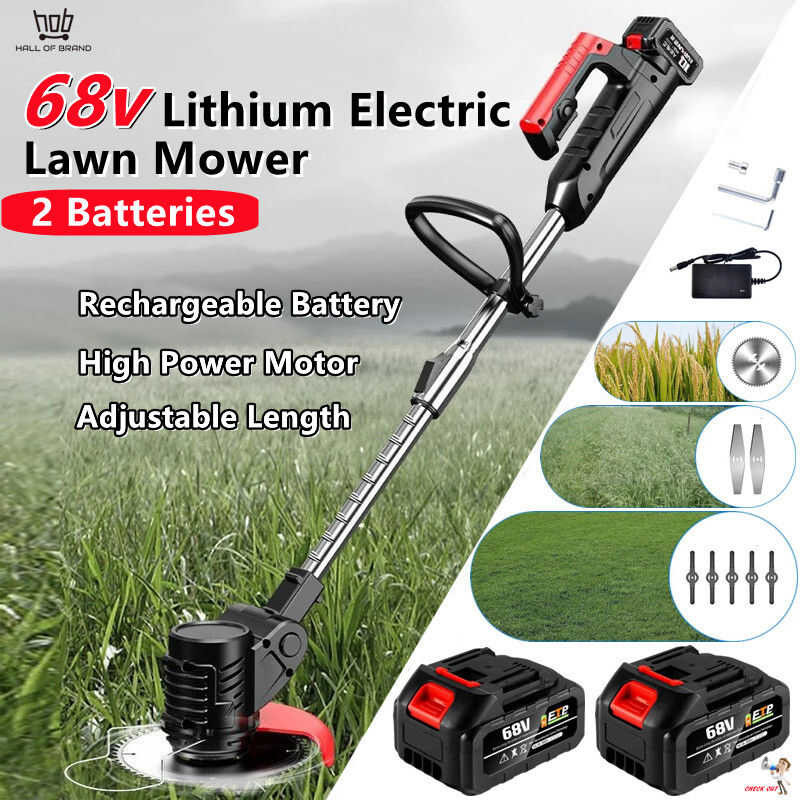 HOB 68V Electric Lawn Mower Cordless Weeder Garden Pruning Tool Grass ...