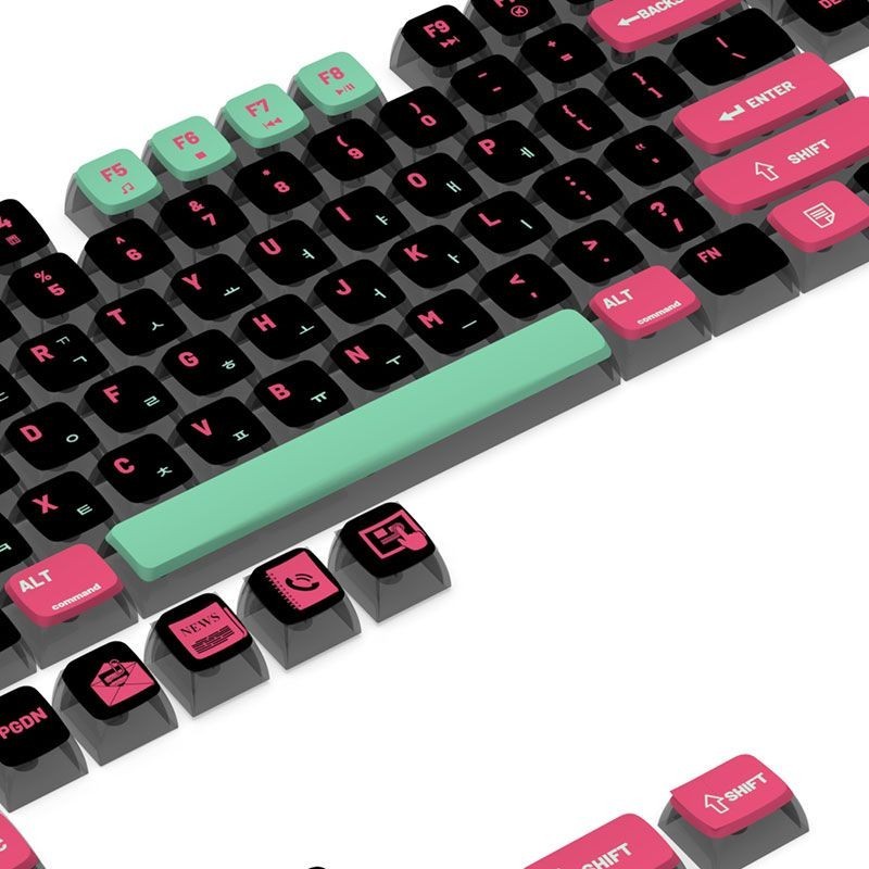 Black-pink Pudding Keycap SAX Profile 125 Keys PBT Four-sided Light ...