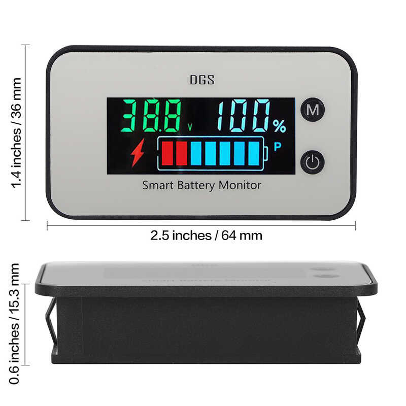 DC 7-100v Capacity Monitor Meter 12v 24v 48v Battery Power Percentage ...