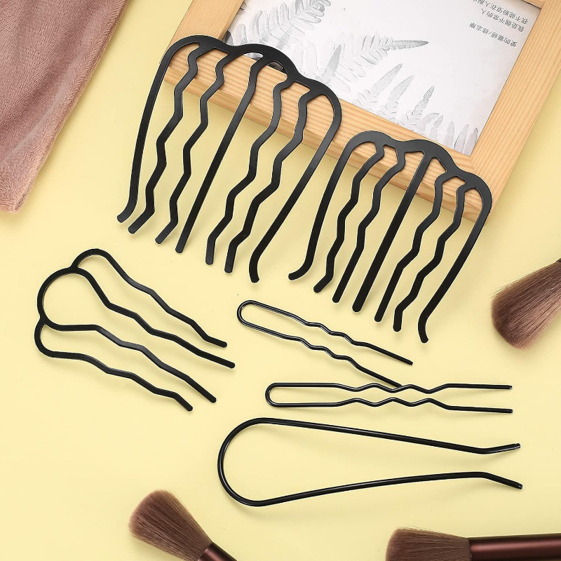 Bun Comb - Black Metal Hair Fork Clip - Hair Pin Combs - Side Combs ...