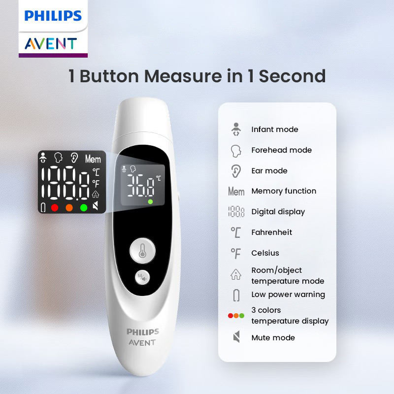 Philips Avent 2-IN-1 Thermometer Household Accurate Medical Ear ...
