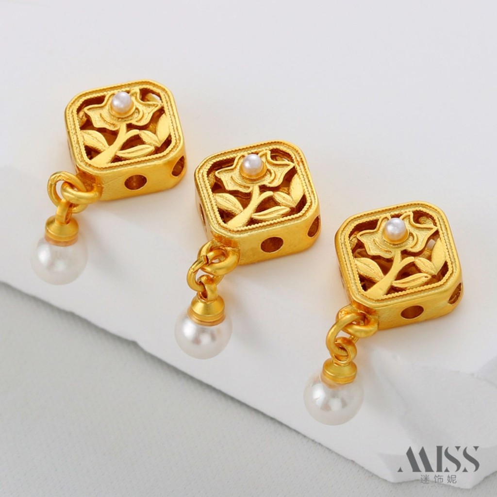 18K Gold Cross through Hole Flat Spacer Beads Color Retaining Matte ...