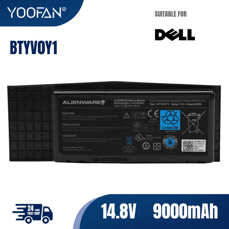 0C YOOFAN New Genuine Original Btyv0y1 11.1V 90Wh Laptop Battery For ...