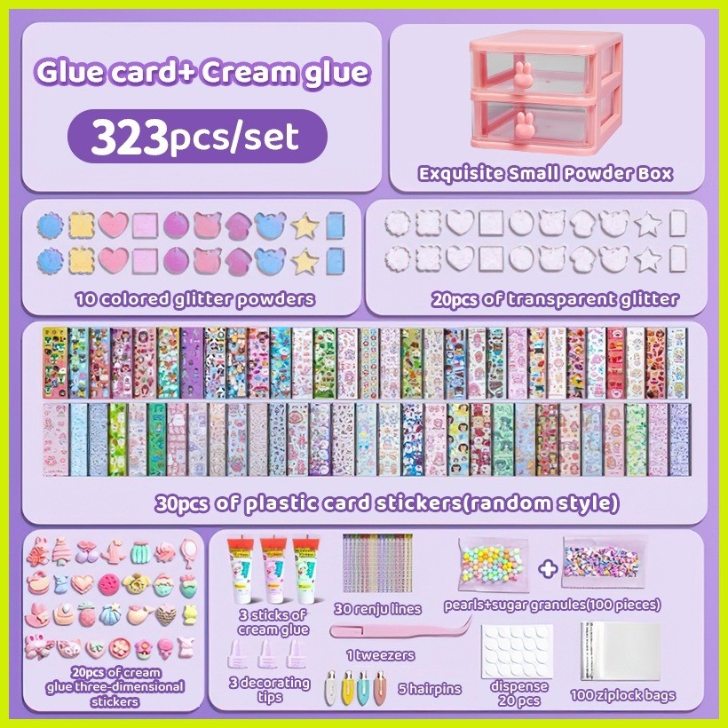 ¤ Kids Guka Sticker Set for Girl Art Making Kit Artificial Cream Glue ...