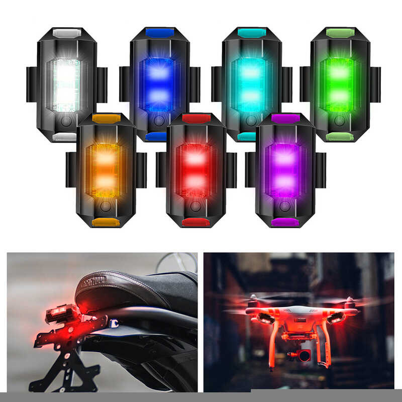 Universal Led Aircraft Strobe Lights Motorcycle Anti-Collision Warning Light Na May USB Charging ...