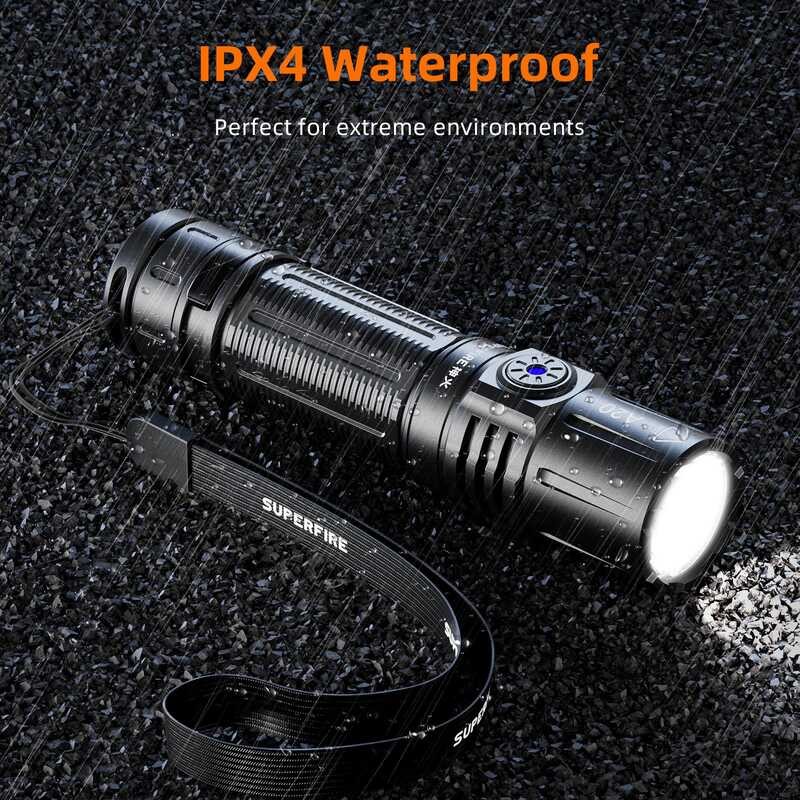 A20 SUPERFIRE Flashlight 2000 Lumens Super Bright Type-C Rechargeable ...