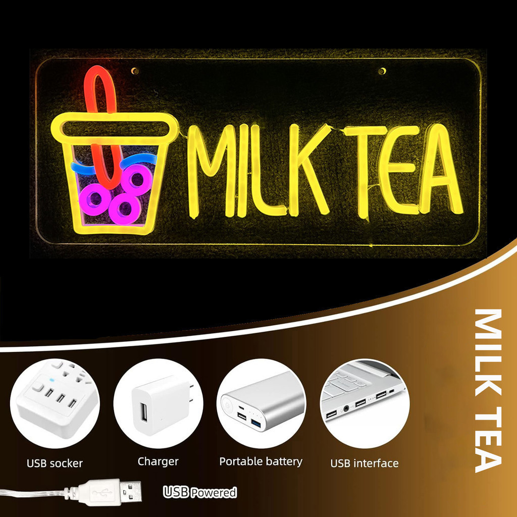 Customized Neon Milk Tea LED Sign - Custom Milk Tea Shop Decoration ...