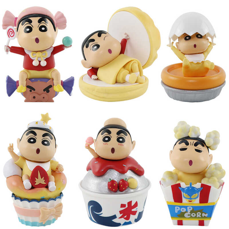 Anime HJDJ Crayon Shin-Chan Dessert Time Model Toys Mini Doll ...