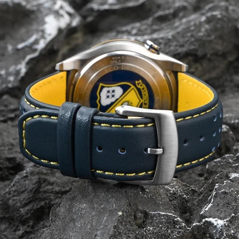 Genuine Leather Strap for Citizen Blue Angels Series Men Arc Curved ...