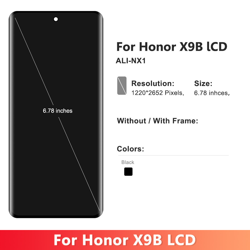 6.78" AMOLED Display For Honor X9B 5G ALI-NX1 LCD Display Touch Panel ...