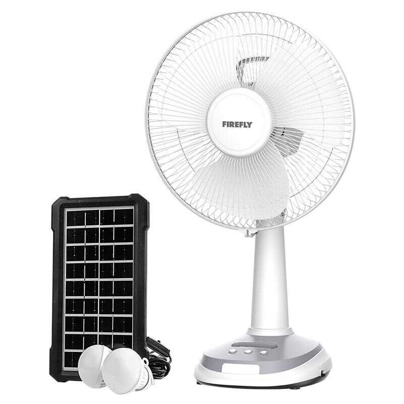 Firefly 12" Rechargeable Desk Fan With Emergency Solar Panel And Lamps ...
