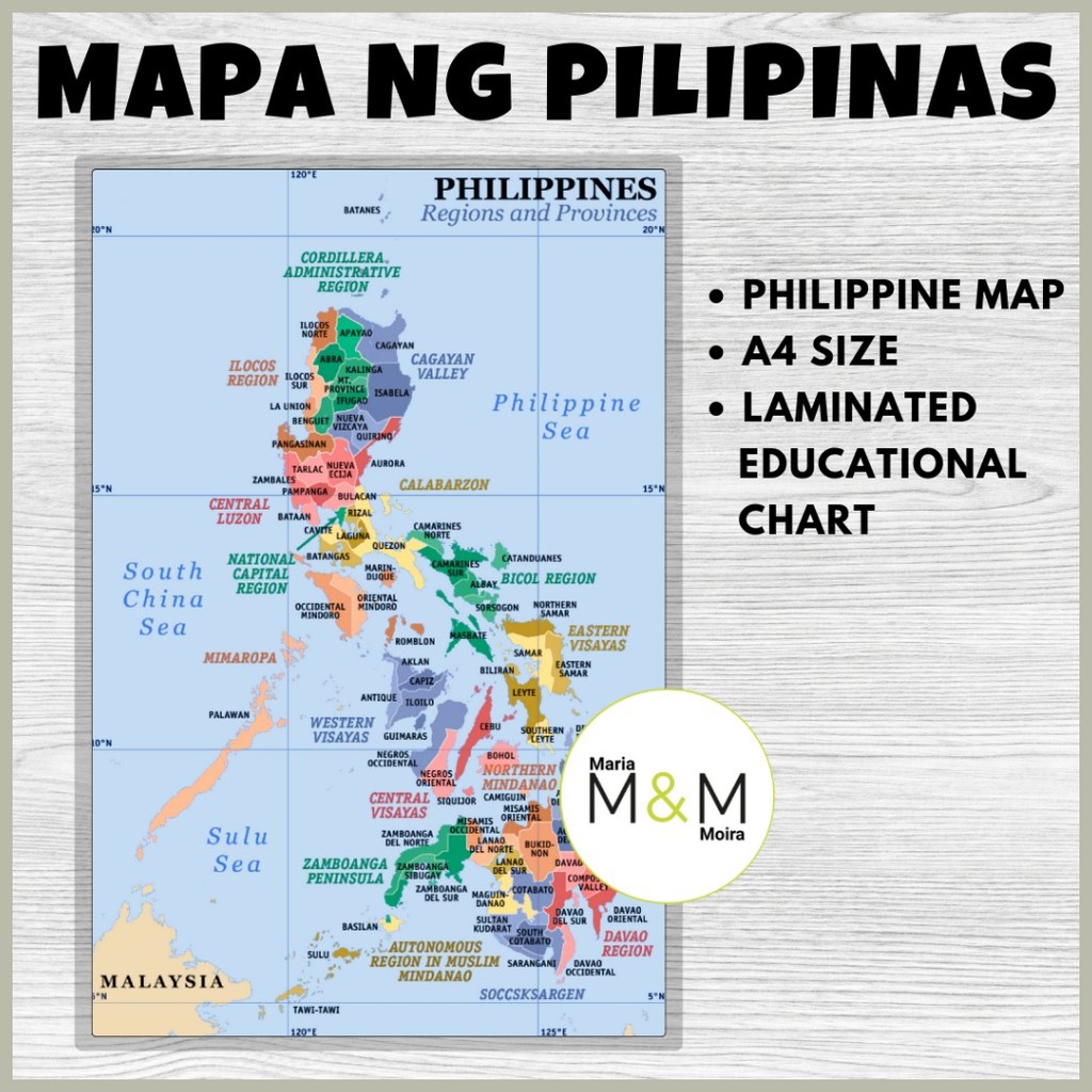 LAMINATED PHILIPPINE MAP CHARTS | A4 SIZE | EDUCATIONAL CHARTS | MAPA ...