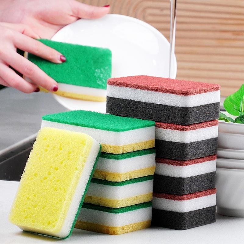 12Pcs Double-sided Cleaning Spongs Kitchen Wipe Dishwashing Sponge ...