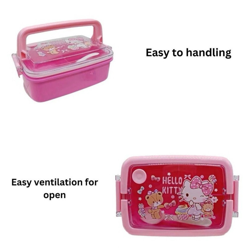 Cartoon Character Lunch Box With Spoon Kuromi Cinnamoroll Melody Kids ...