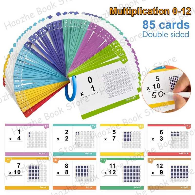 ouble 85Pcs Sided 0-12 Times Table Math Flashcards For Kids ...