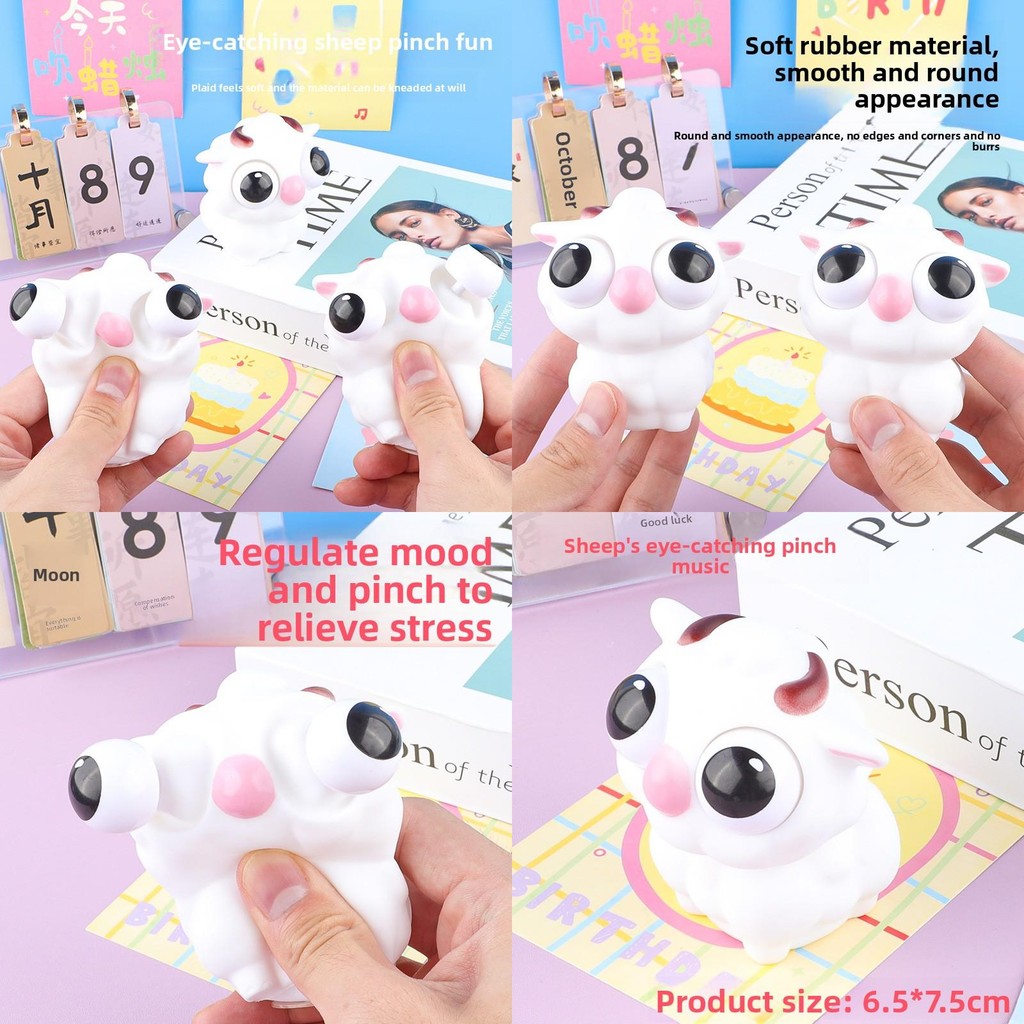 Squeeze Soft Pvc Sheep Toy With Eyes Bulging For Tactile And Fun Visual ...