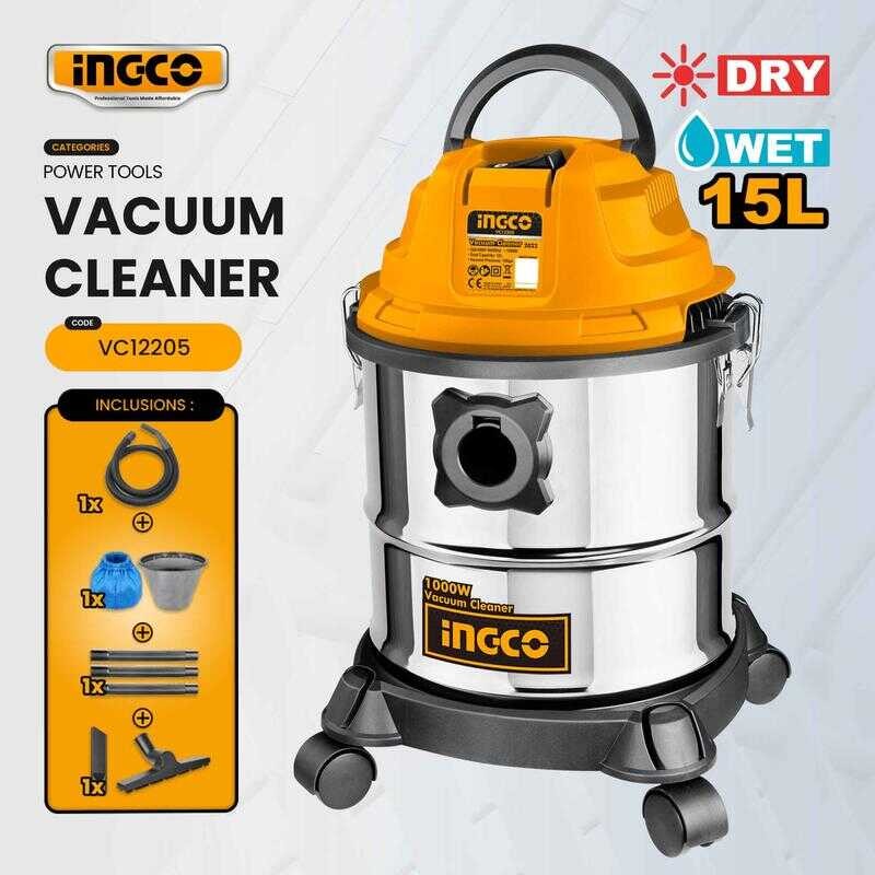 Ingco 15 Liter 1000W Vacuum Cleaner Wet And Dry For Home Clean The ...