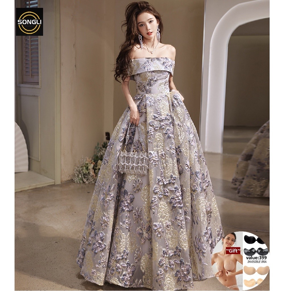 Off shoulder evening dress gown for women's new high-end and luxurious ...